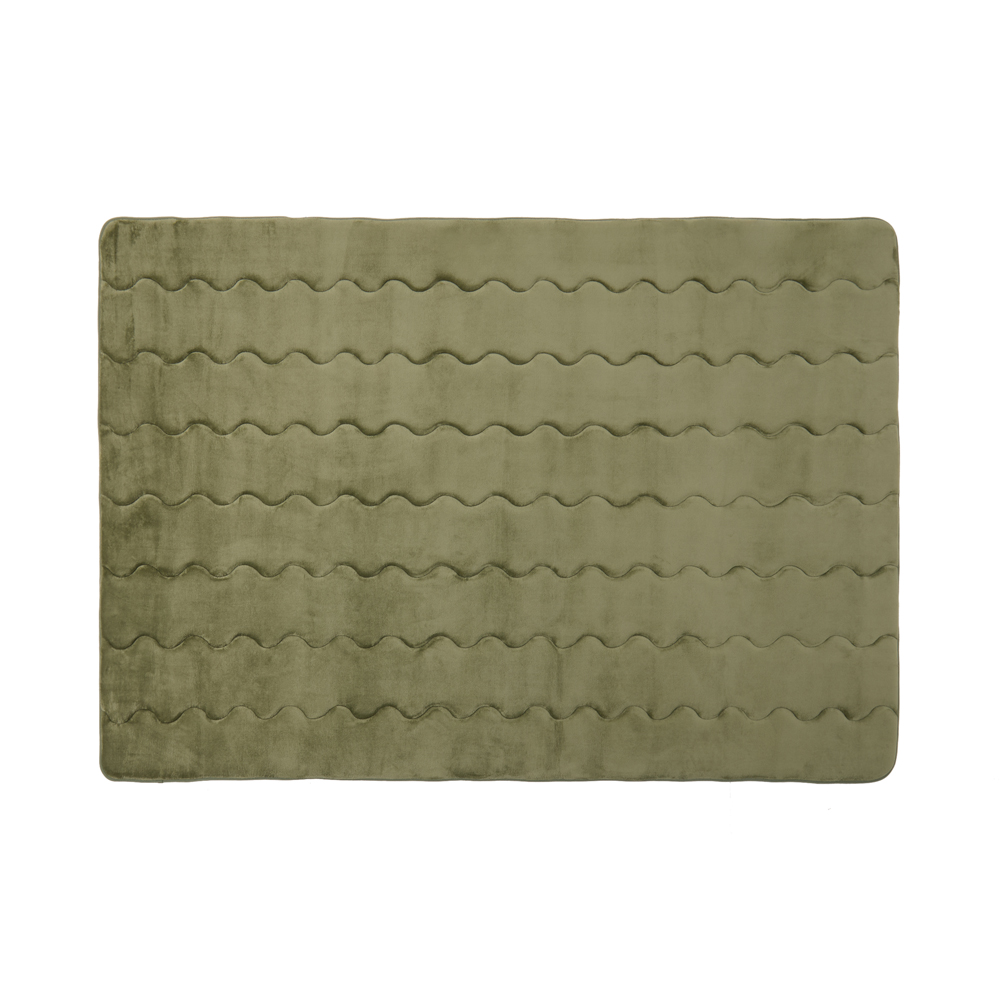 Ultrasoft Sage Wave Quilting Memory Foam Rug | Adairs