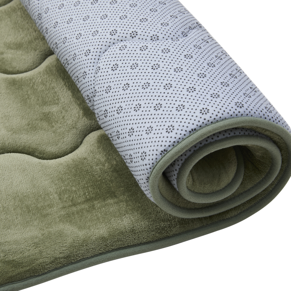 Ultrasoft Sage Wave Quilting Memory Foam Rug | Adairs