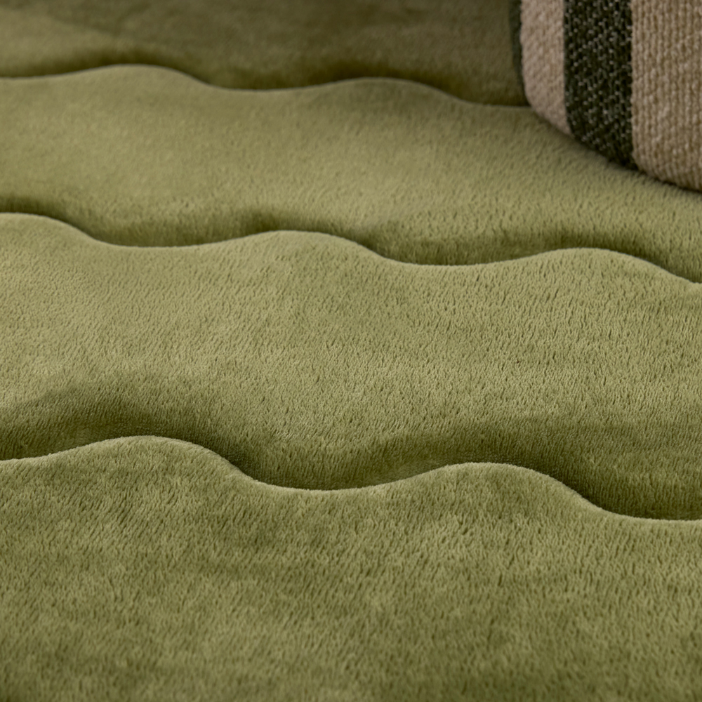 Ultrasoft Sage Wave Quilting Memory Foam Rug | Adairs
