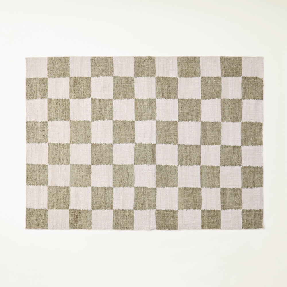 Perry Sage Check Rug | Adairs