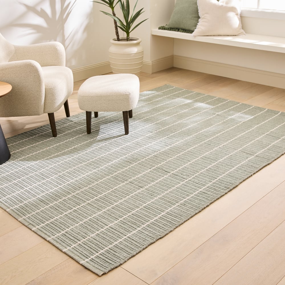 Perth Bay Leaf Stripe Rug | Adairs
