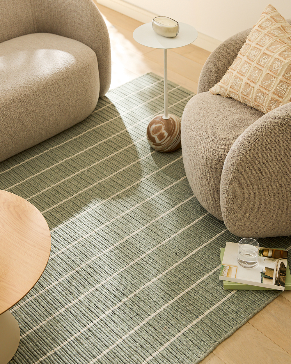 Perth Bay Leaf Stripe Rug | Adairs