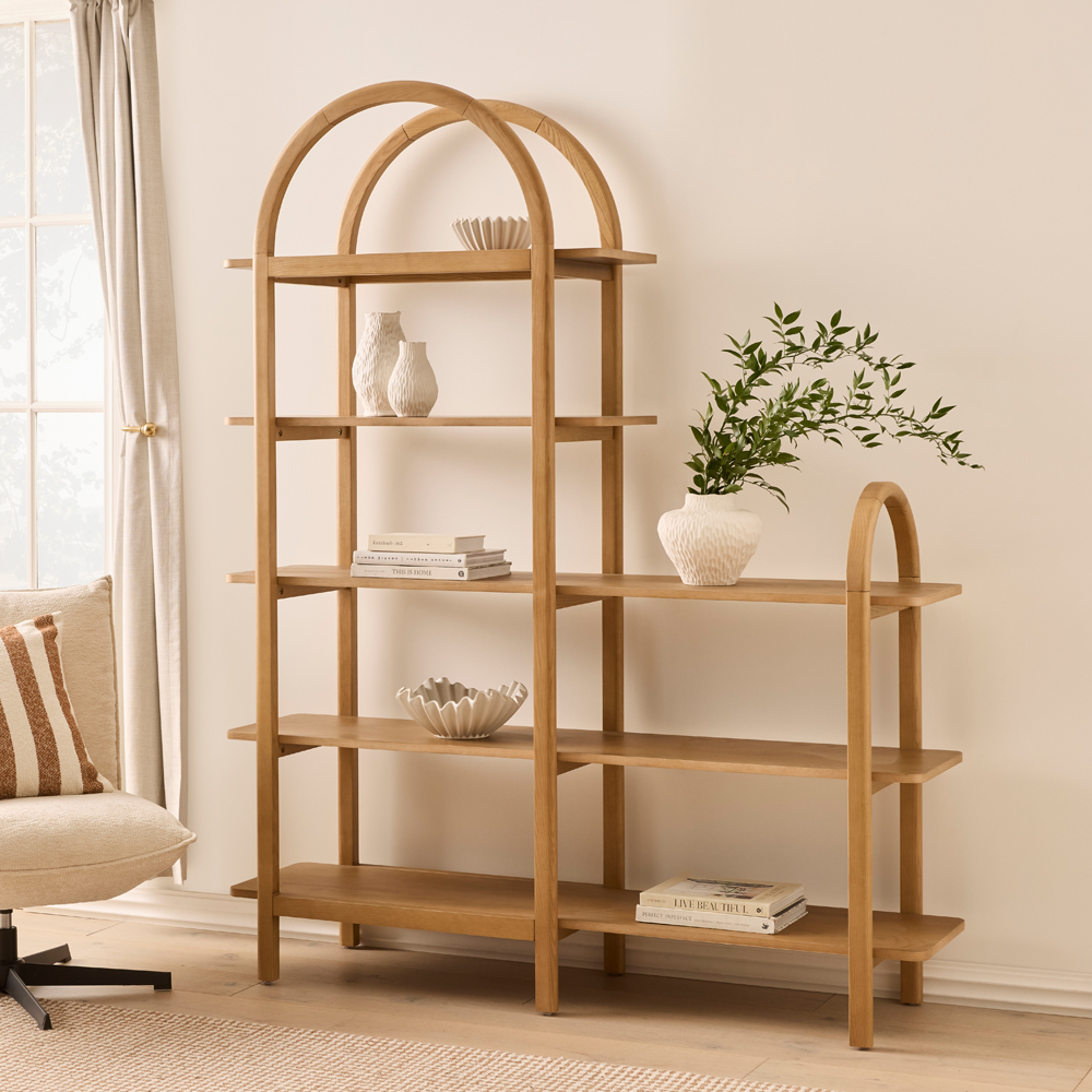 Lunar Oak 5 Tier Bookshelf | Adairs