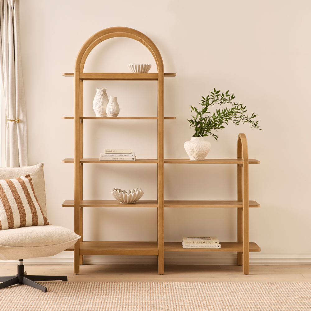 Lunar Oak 5 Tier Bookshelf | Adairs