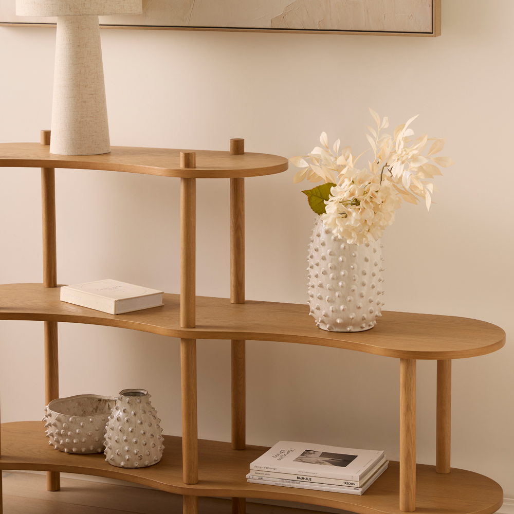 Mena Natural Wave Bookshelf | Adairs