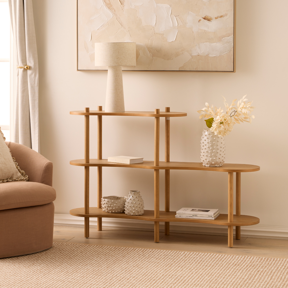 Mena Natural Wave Bookshelf | Adairs