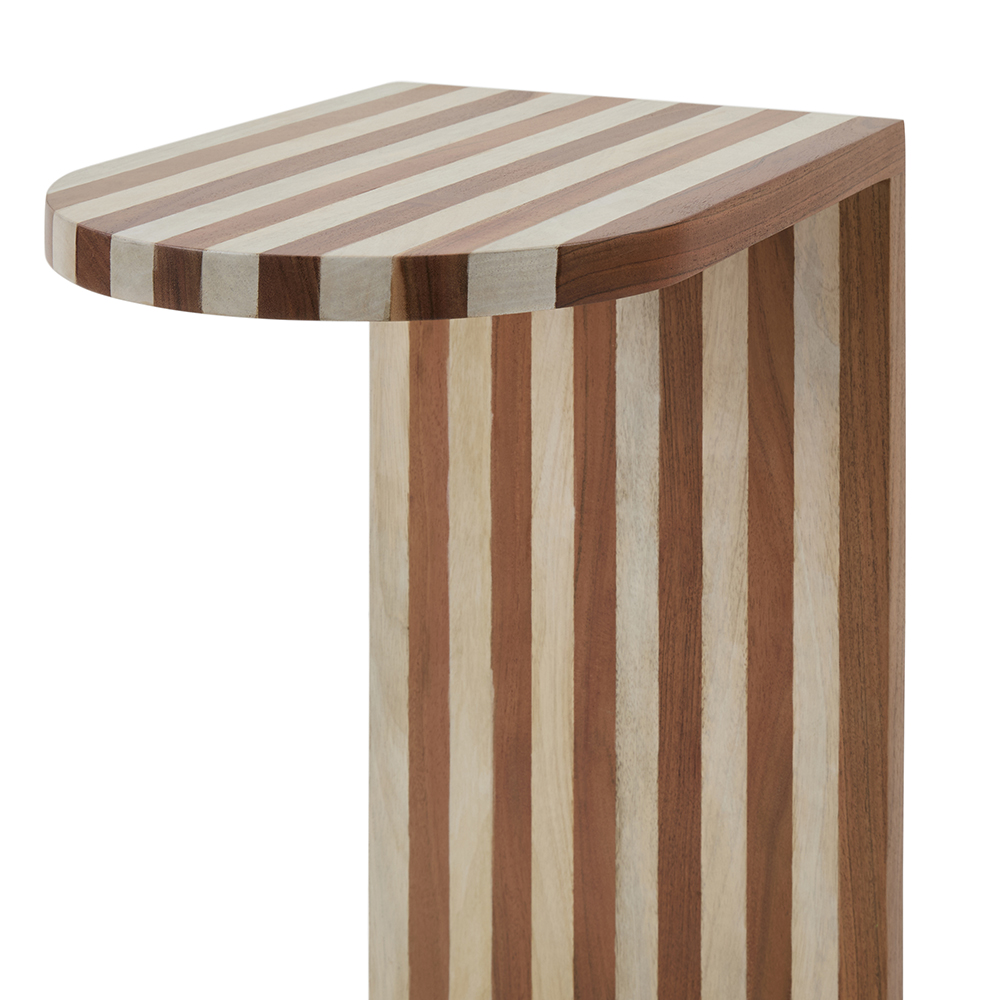 Enzo Natural & Walnut Stripe C Table | Adairs