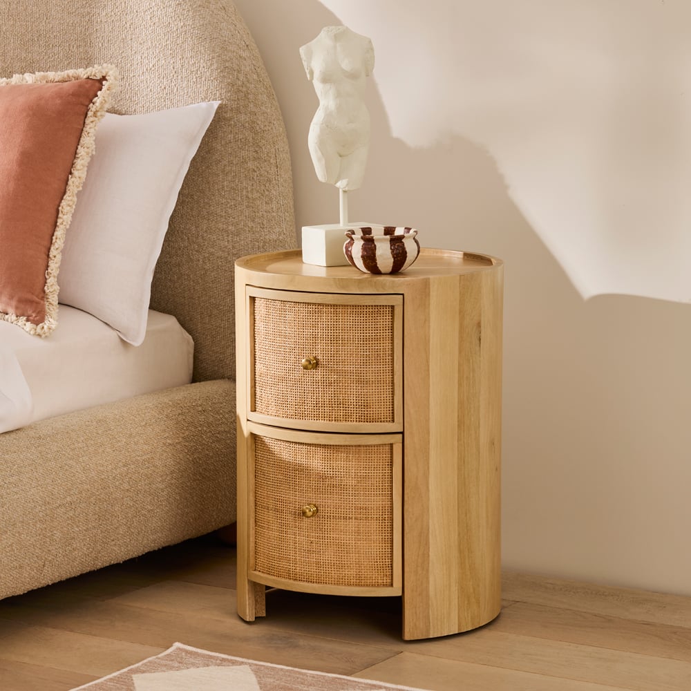 Briar Natural 2 Drawer Bedside Table | Adairs