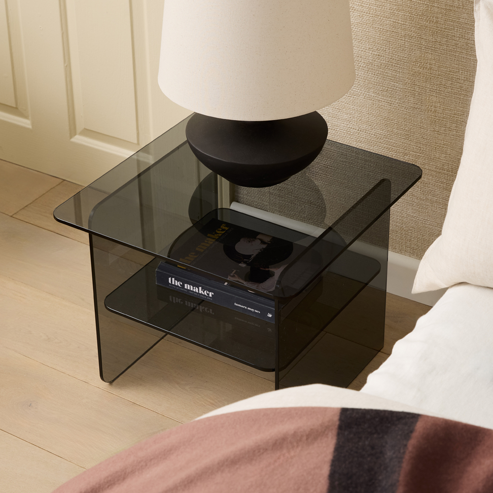 Prism Smokey Grey Tinted Glass Side Table | Adairs