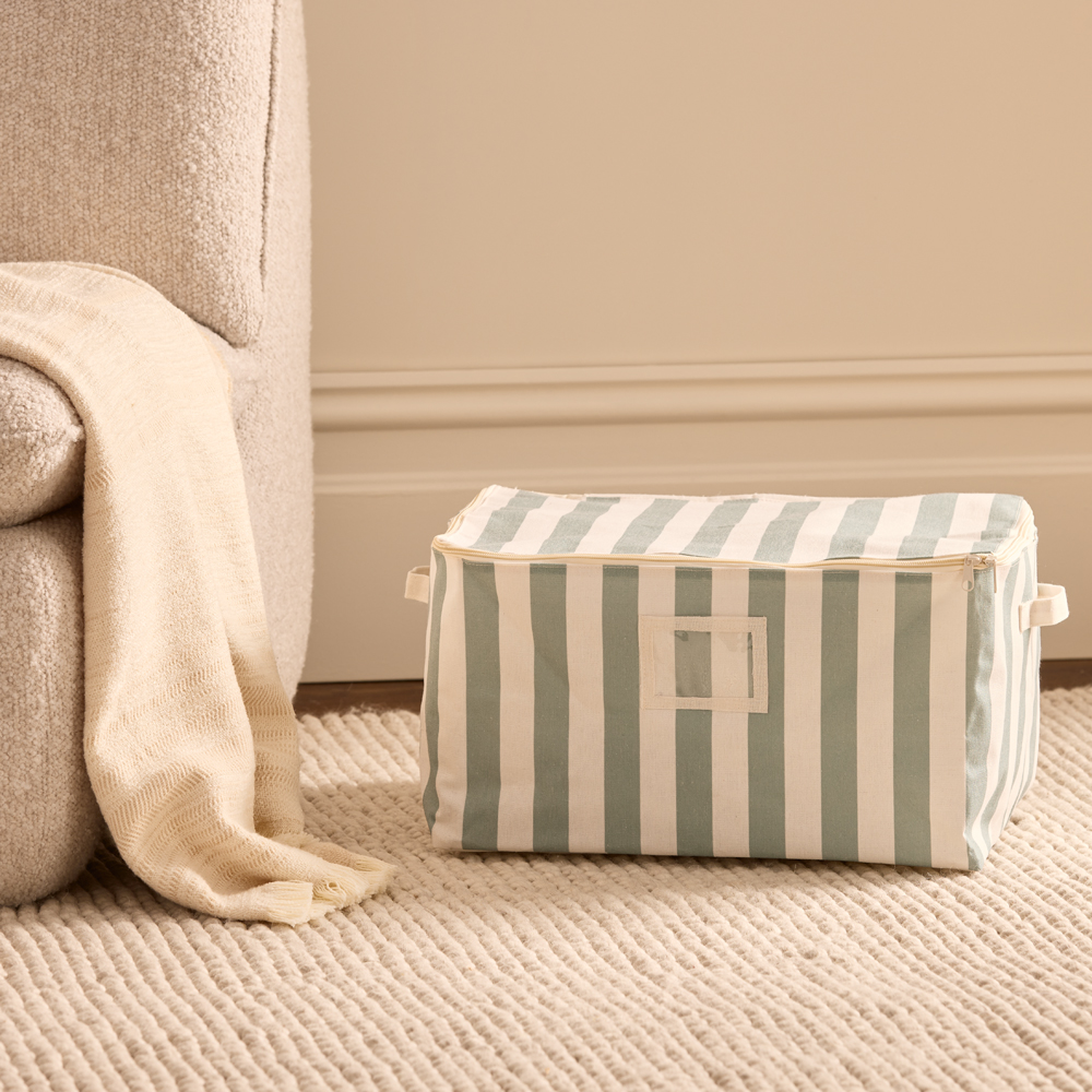 Sage Wide Stripe Storage Bags | Adairs