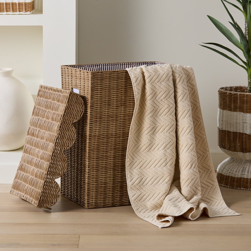 Scalloped Natural Laundry Basket | Adairs
