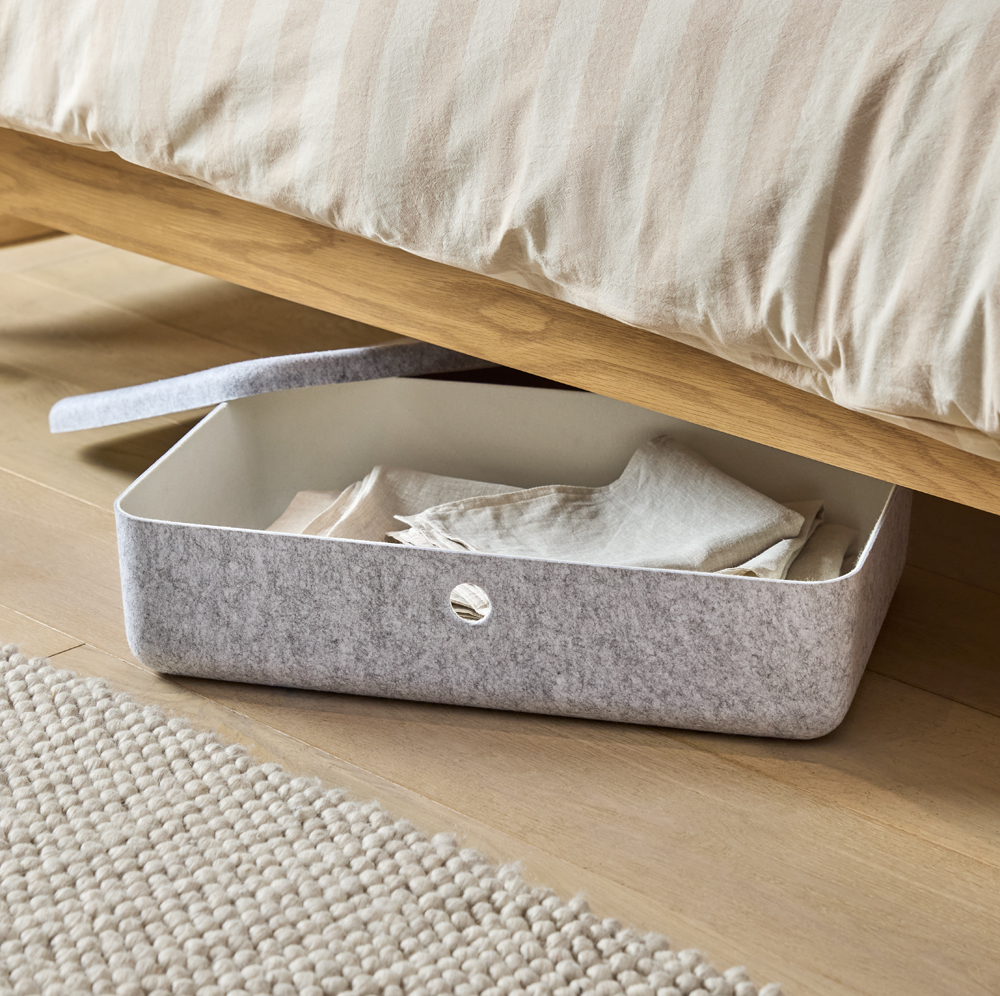 Osaka Grey Felt Underbed Storage Basket | Adairs