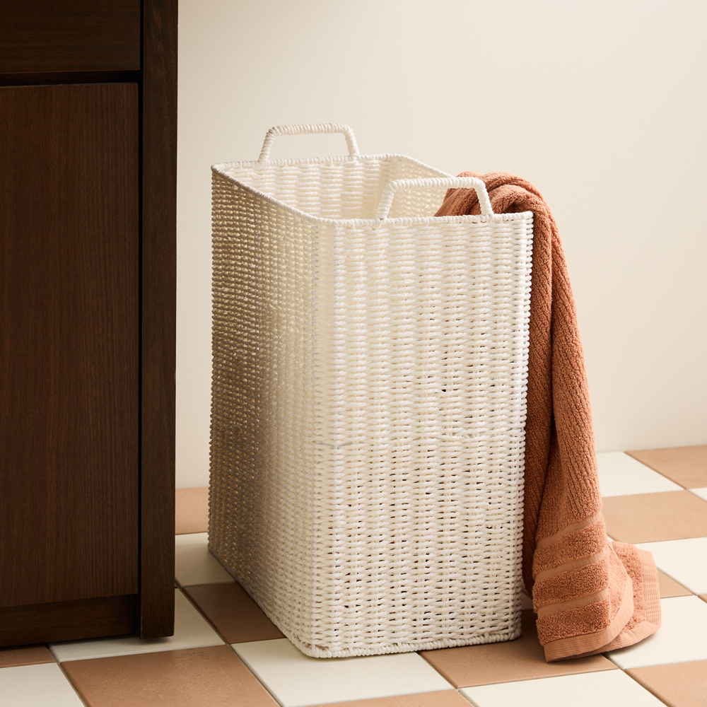 Sala White Laundry Basket | Adairs