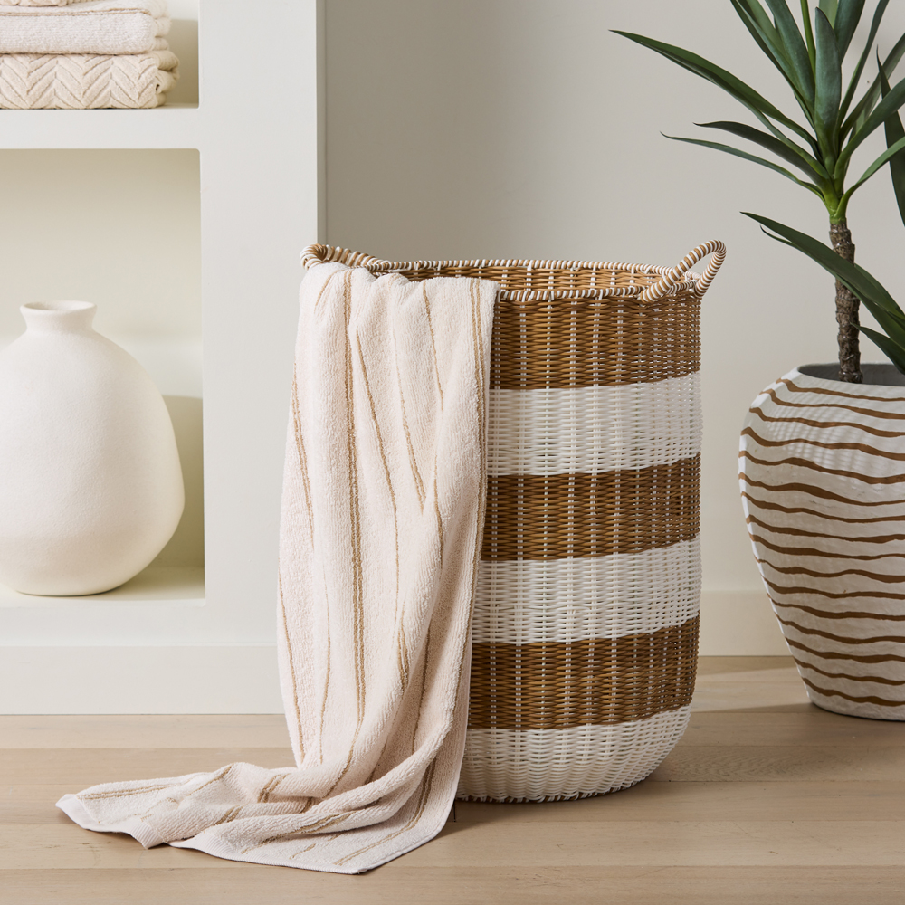 Eden Natural & White Laundry Basket | Adairs