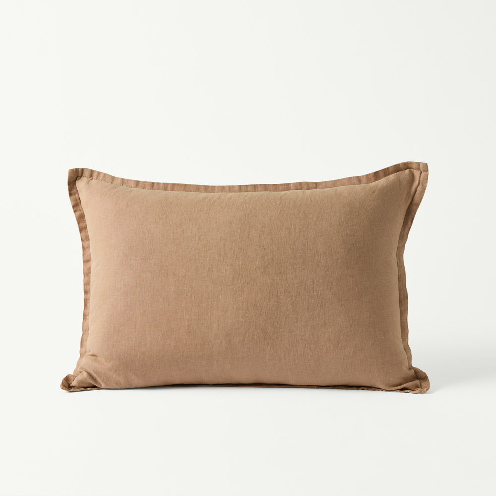 Belgian Hazelnut Vintage Washed Linen Long Cushion | Adairs