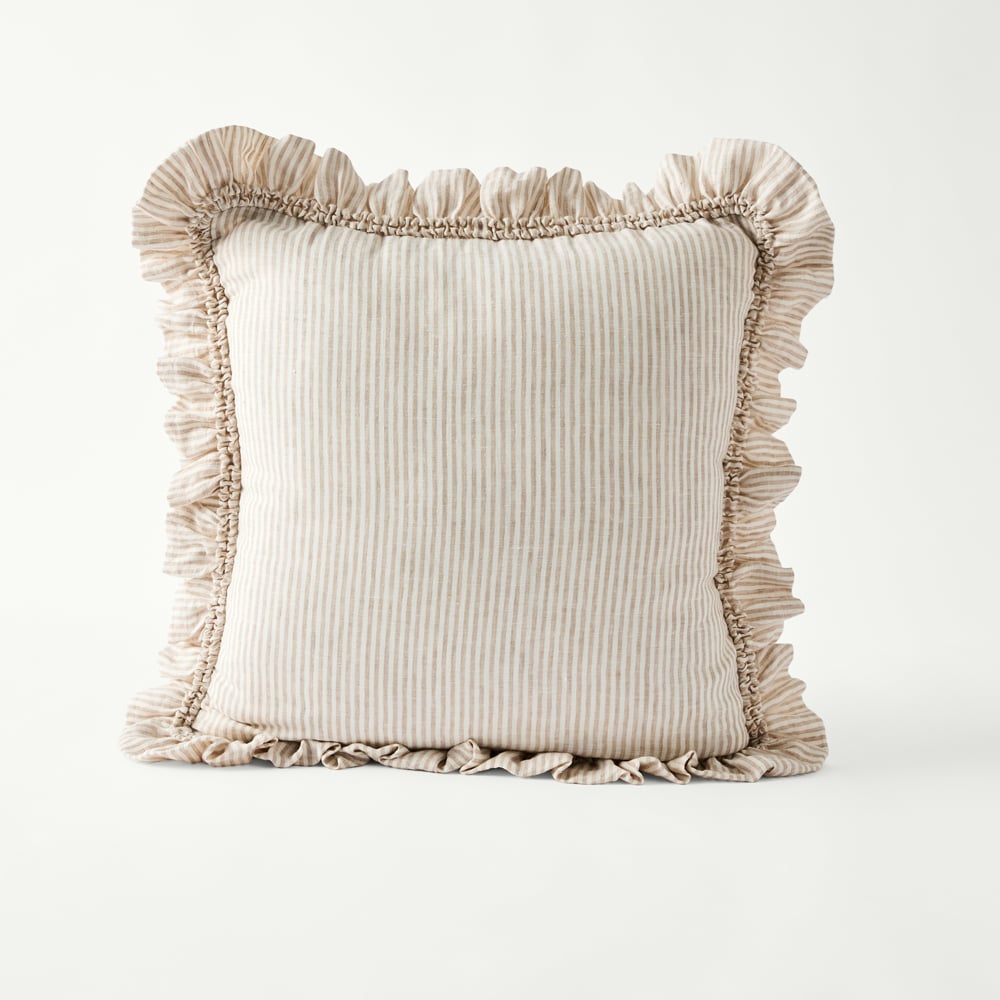 Brydee Linen & White Stripe Linen Cushion | Adairs