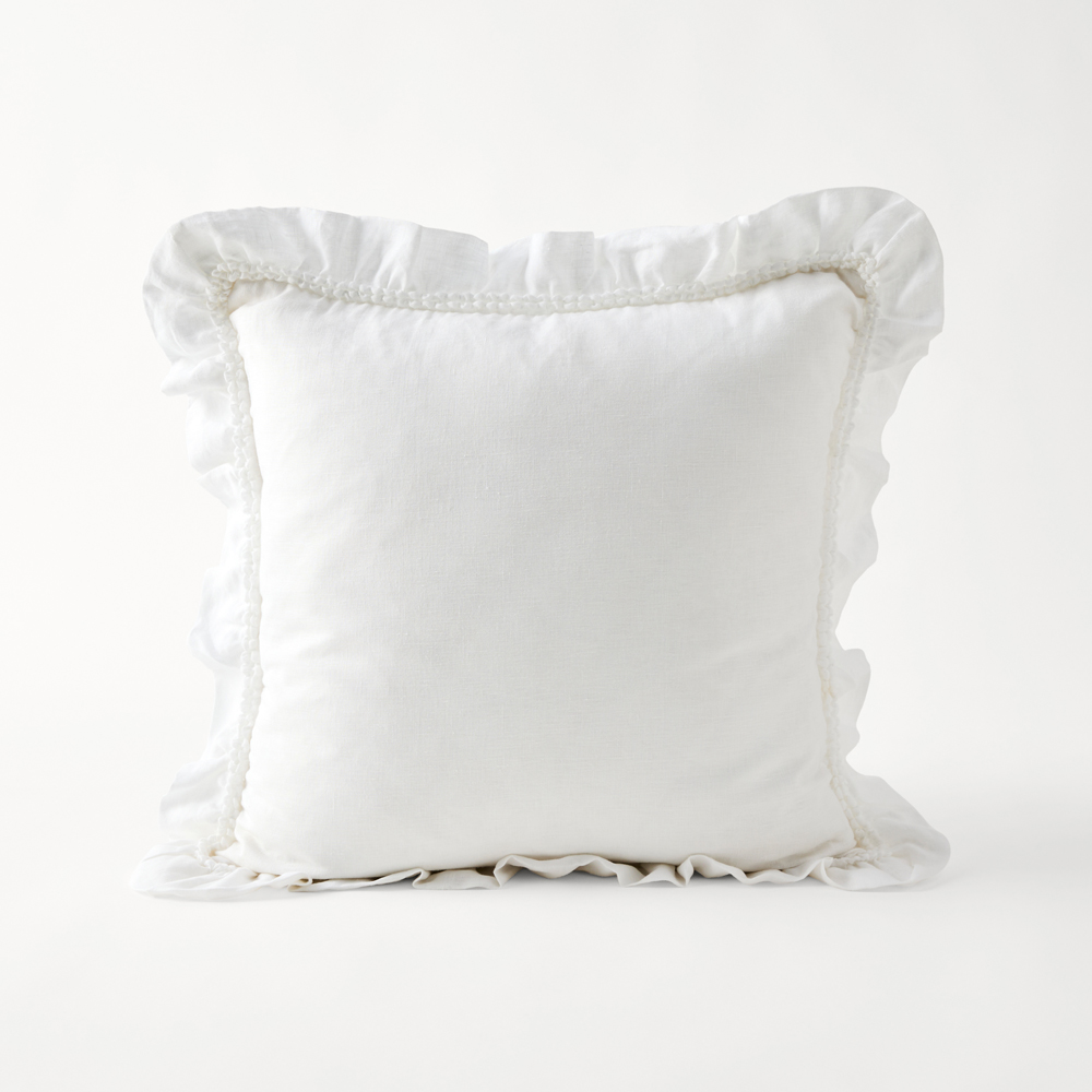 Brydee White Linen Cushion | Adairs