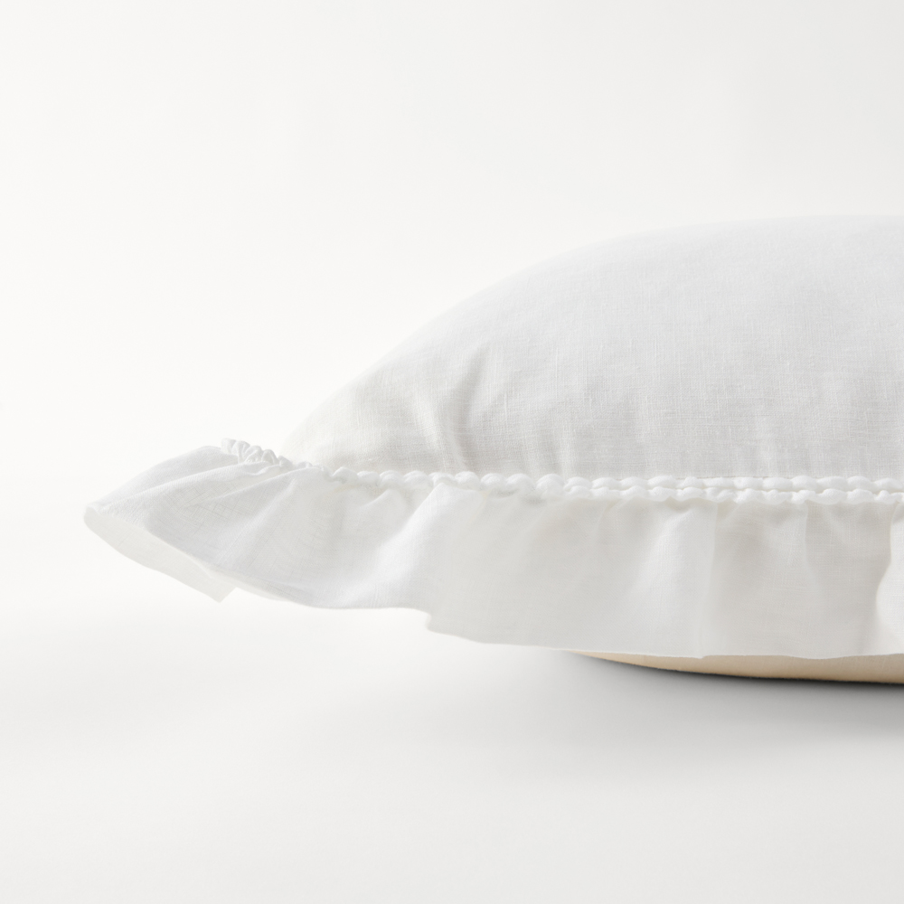 Brydee White Linen Cushion | Adairs