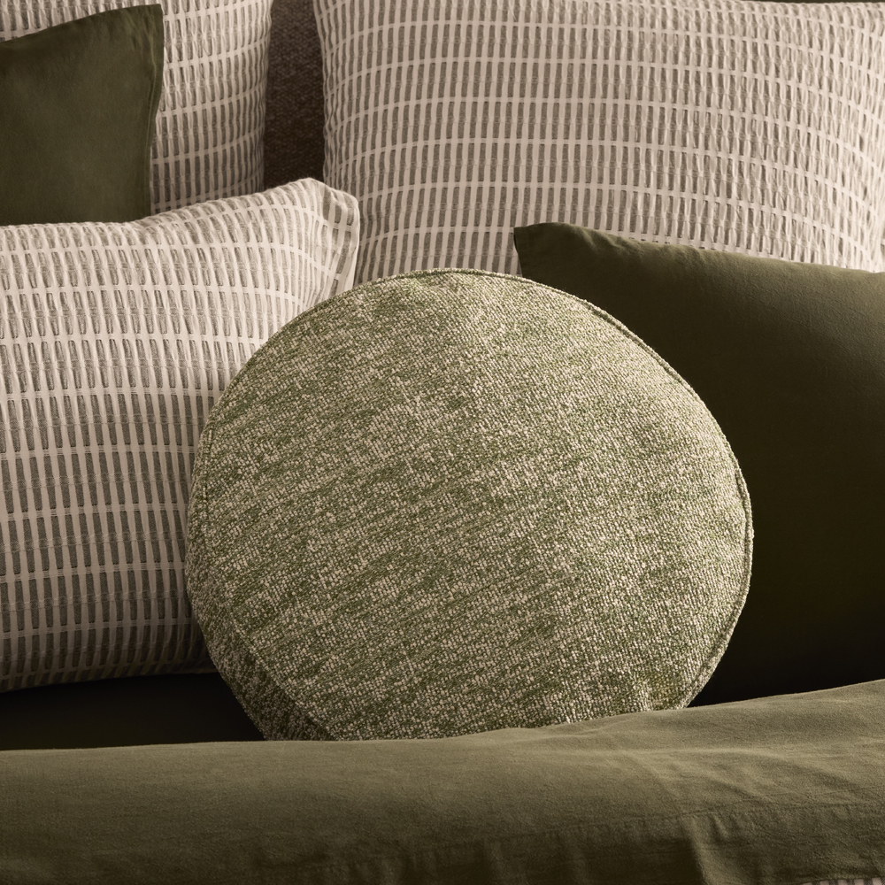 Avril Green Marle Round Cushion | Adairs