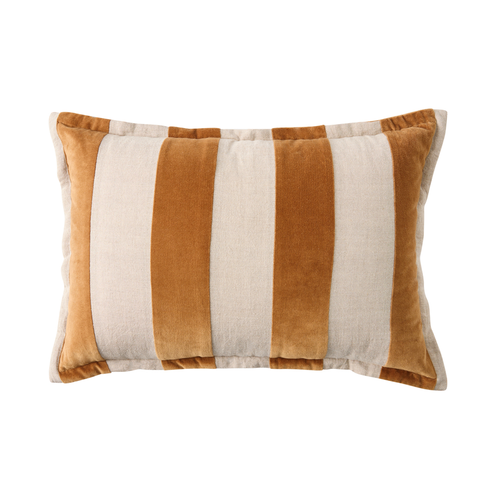 Bombay Deep Tobacco Stripe Velvet Cushion | Adairs