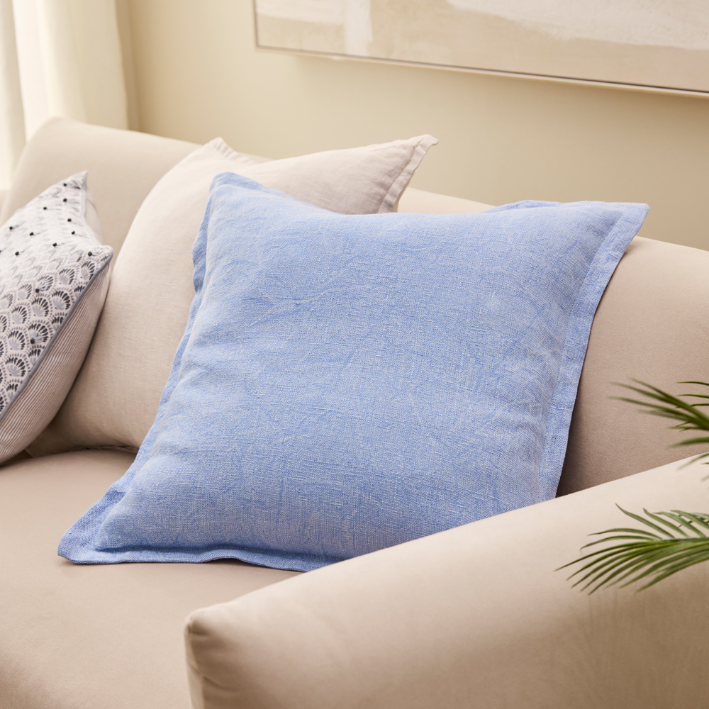 Levi Blue Cashmere Linen Cushion | Adairs