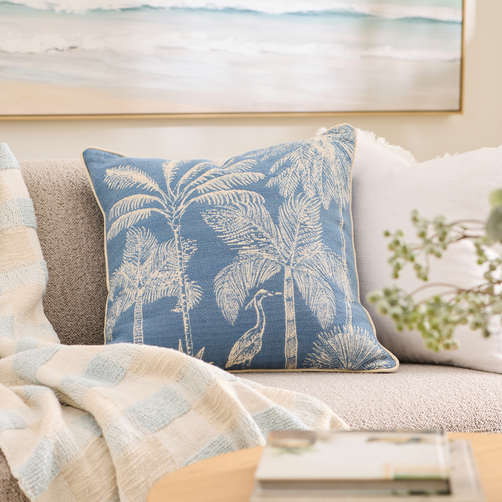 Resort Palm Blue Cushion | Adairs