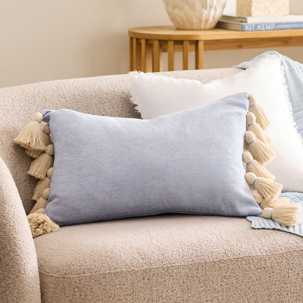 Annabelle Chambray Blue Cushion | Adairs