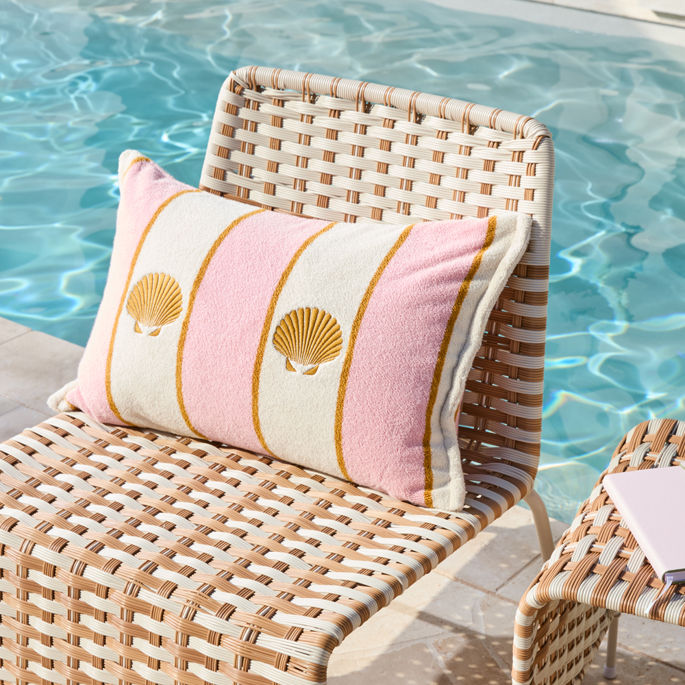 Lorne Pink Shell Outdoor Terry Cushion | Adairs