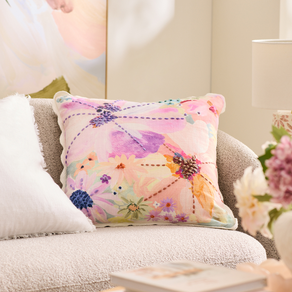 Lottie Floral Pinks Cushion | Adairs