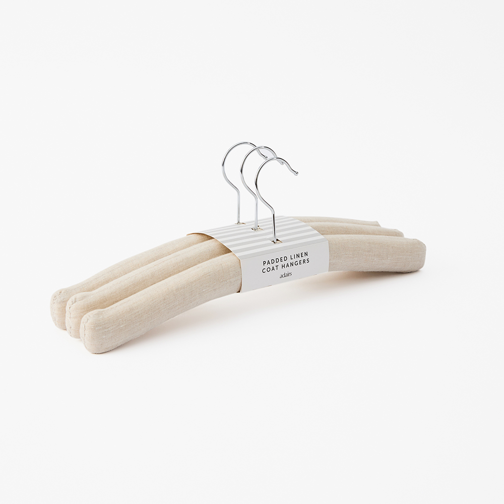 Padded Natural Linen Coat Hangers | Adairs