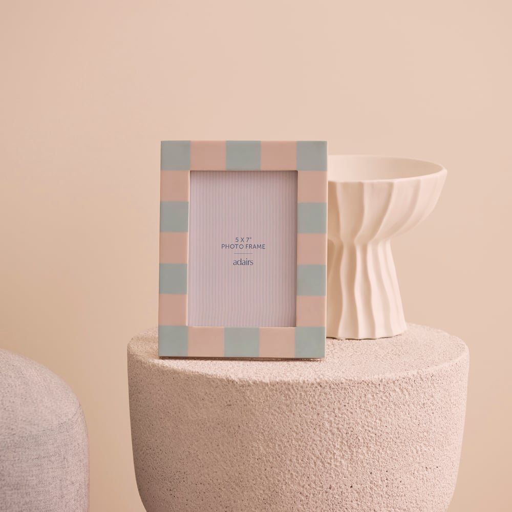 Palermo Blue Checkerboard Resin Frame | Adairs