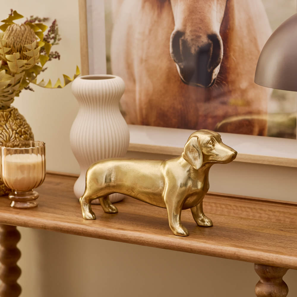 Gold Dachshund Sculpture | Adairs