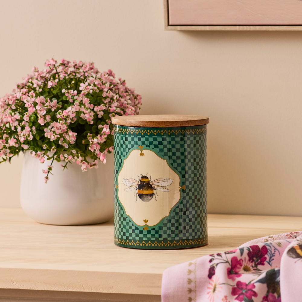 Bee Green Mango Wood Canister | Adairs