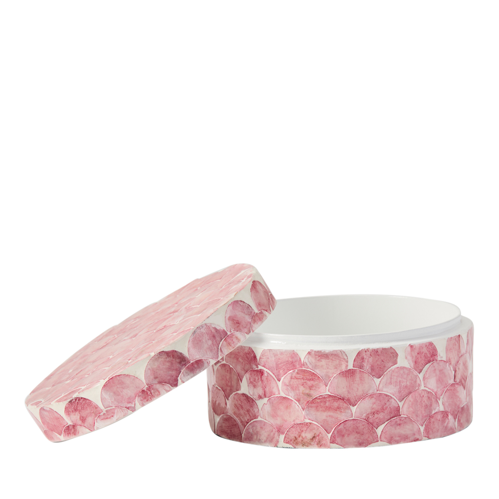 Sicily Raspberry Tile Capiz Trinket Box | Adairs