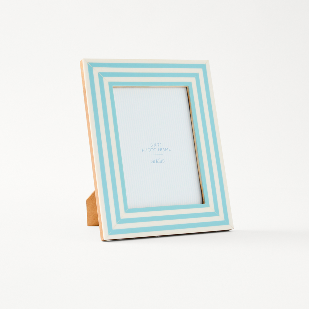 Capri Blue & White Stripe Photo Frame | Adairs