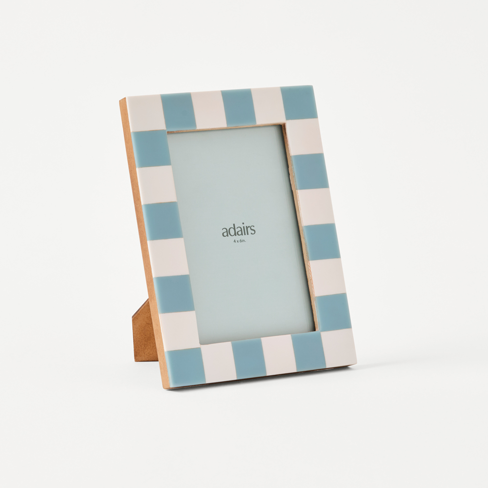 Checkers Blue & White Portrait Frame | Adairs