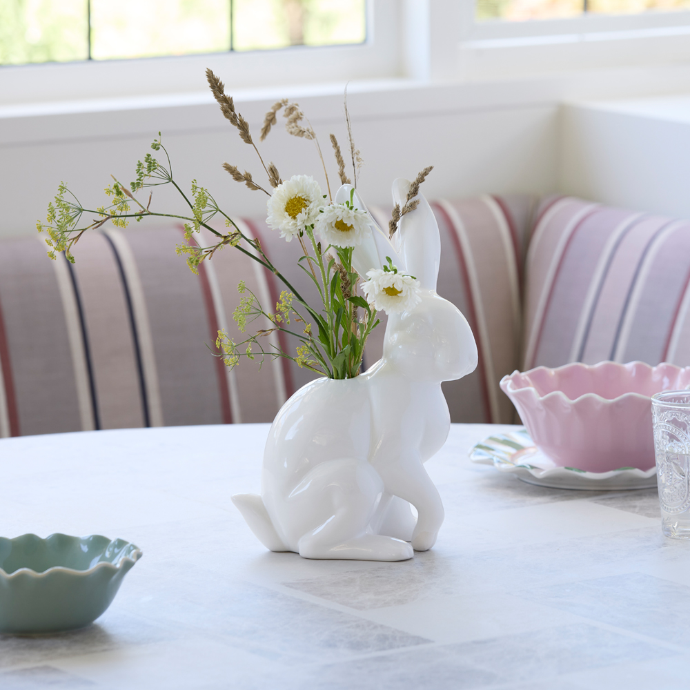 Ceramic Rabbit White Vase | Adairs