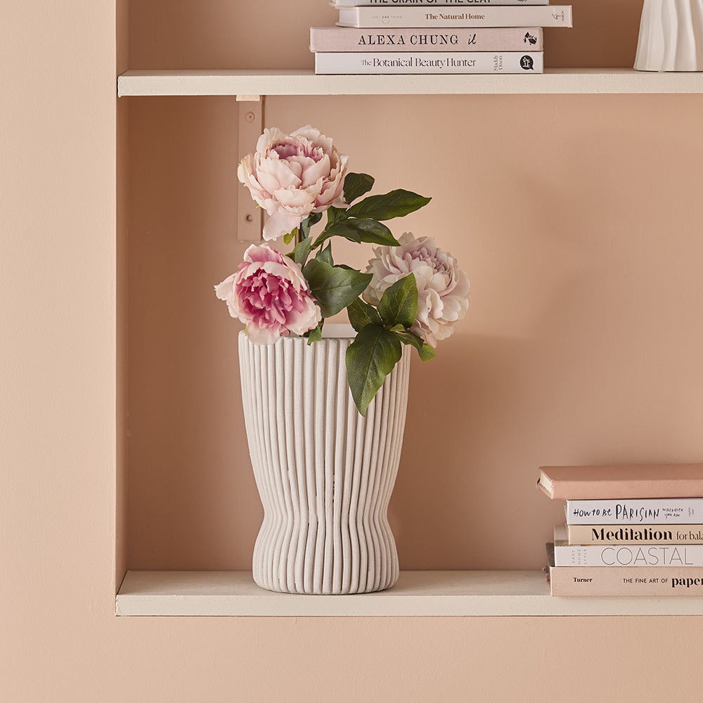 Lino Tall Off White & Beige Pot | Adairs