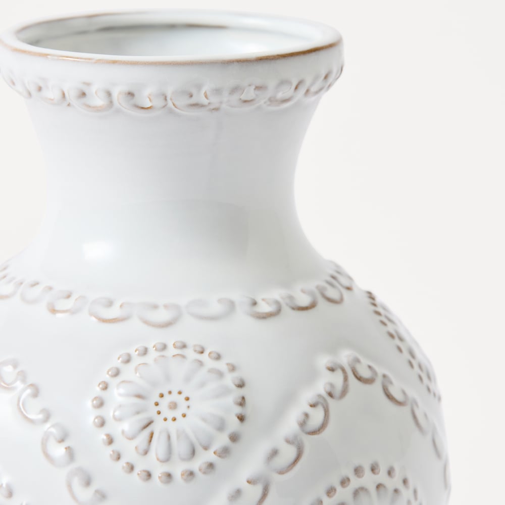 Isabella Reactive White Tall Vase | Adairs