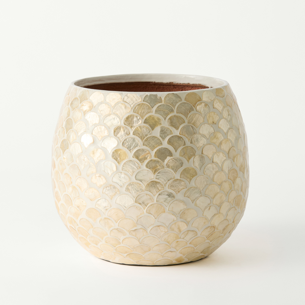 Sicily Capiz Ivory Tile Pot | Adairs