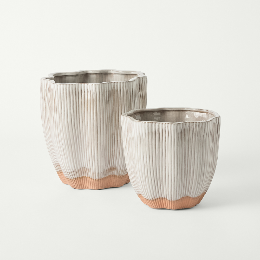 Wavy Taupe Pot | Adairs