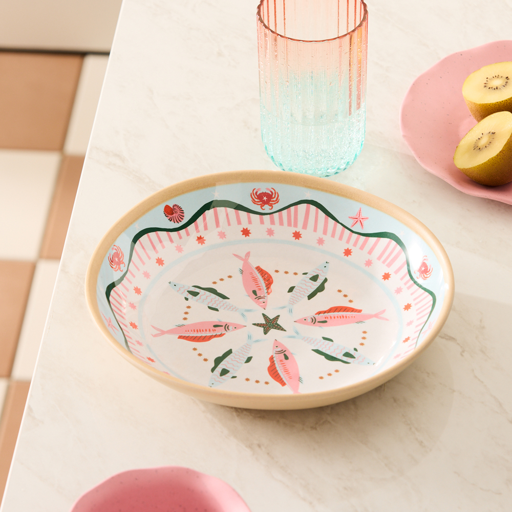 La Mer Coastal Fish Melamine Dinner Bowl | Adairs