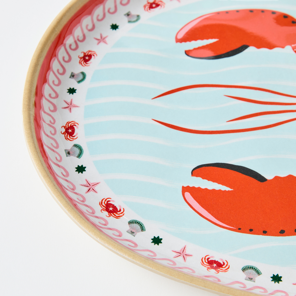 La Mer Coastal Lobster Melamine Oval Tray | Adairs