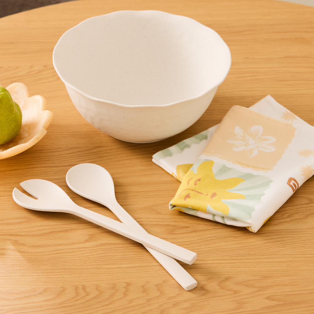 Catalina Ivory Bamboo Salad Servers | Adairs