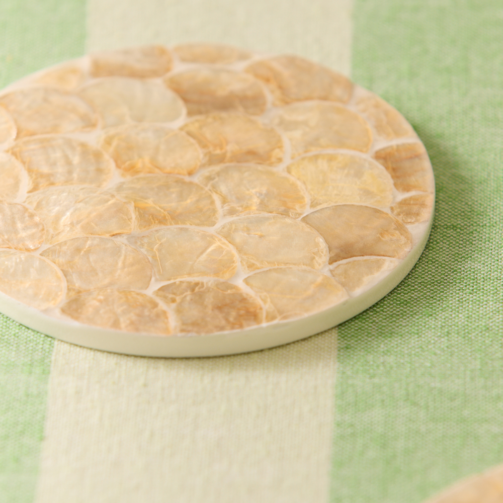 Sicily Capiz Ivory Tile Coaster Pack of 4 | Adairs