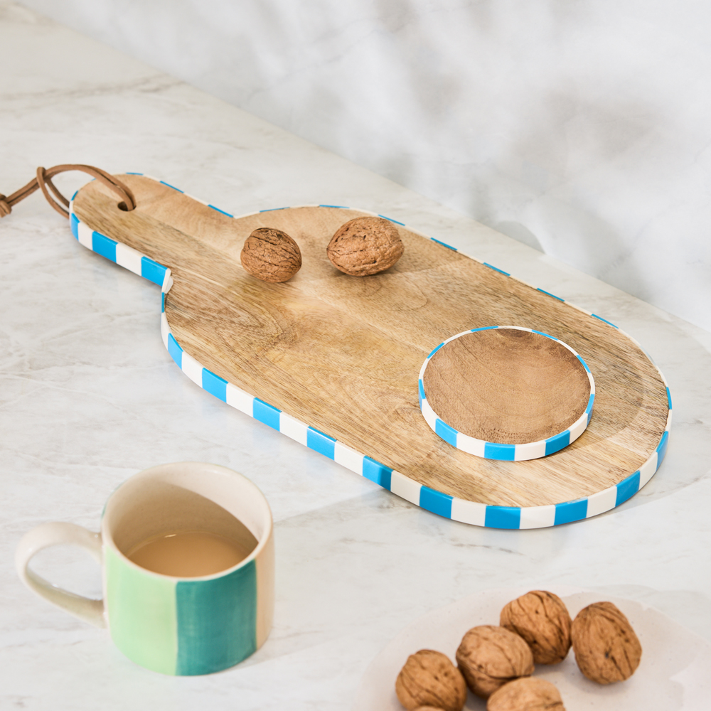 Umbria Blue & White Timber Serving Board | Adairs