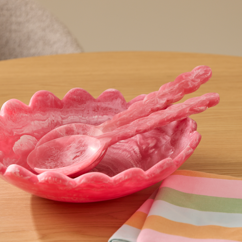 Calypso Resin Matte Raspberry Medium Scalloped Bowl | Adairs