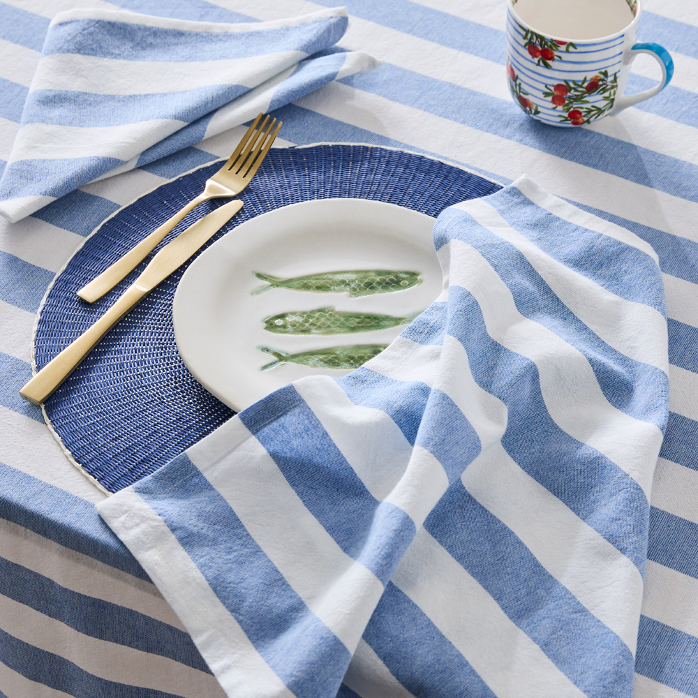 Ava Stripe Blue & White Napkins Pack of 2 | Adairs