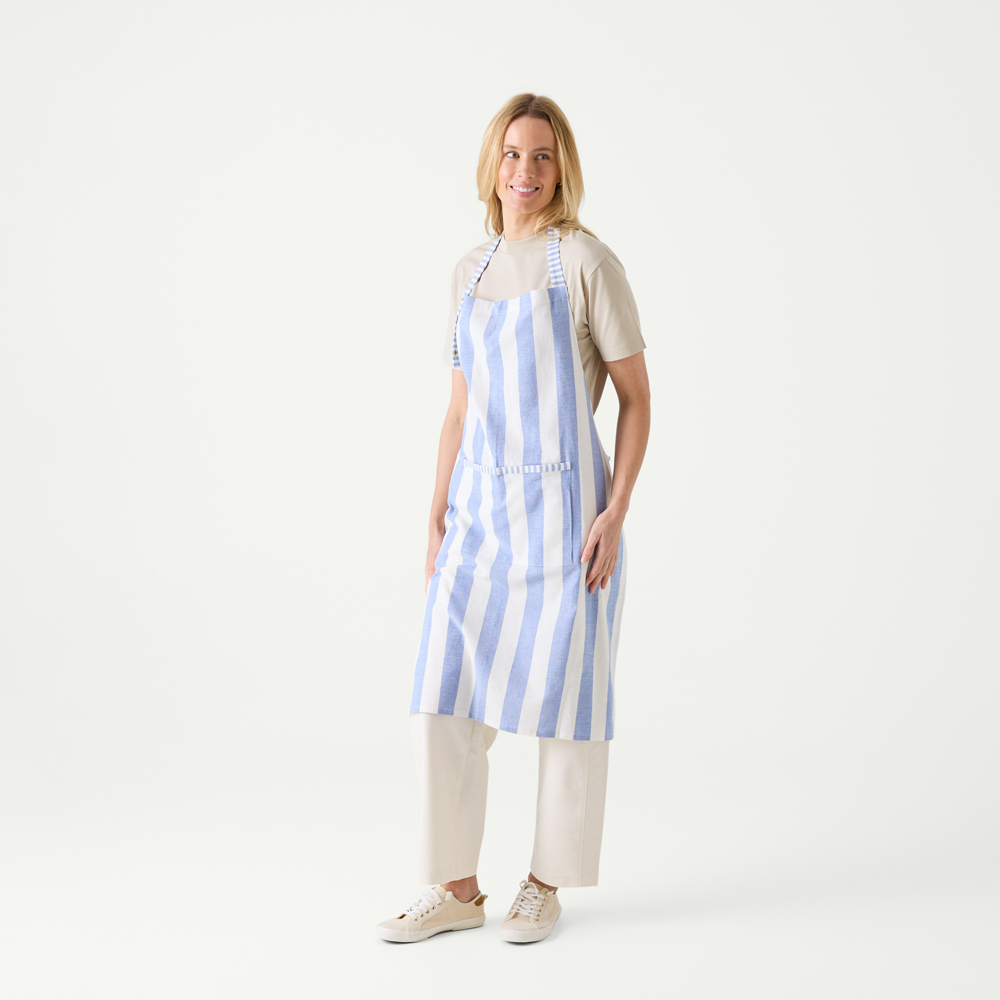 Ava Blue & White Stripe Apron | Adairs