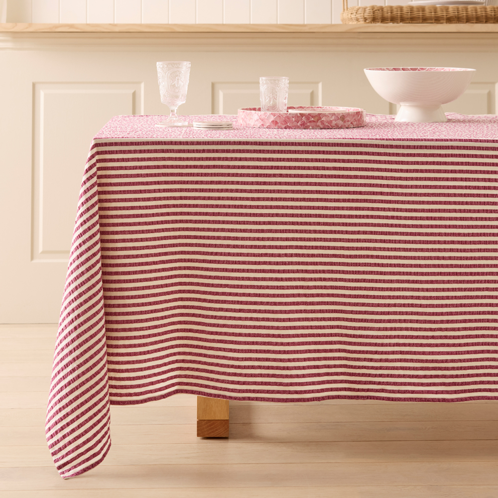 Seersucker Berry Stripe Tablecloth | Adairs